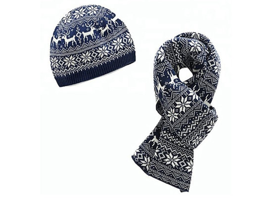 Red And Blue Hat Scarf And Gloves Set , Toddler Winter Hat Standard Wool Material