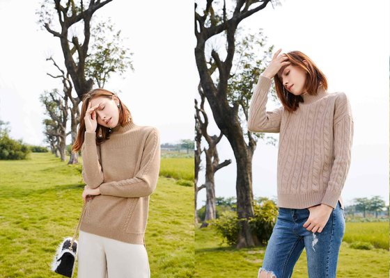 Tailored Jacquard Pattern O Neck Cashmere Sweater Womens Anti - Pilling Breathable