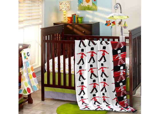Luxury Childs Kids Sleeping Blanket 100% Cotton Red Soldier Pattern Thread
