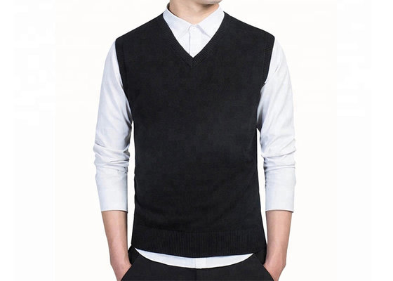 V Neck Office Knitted Jersey Pattern Cotton Mens Black Sleeveless Sweater Vest