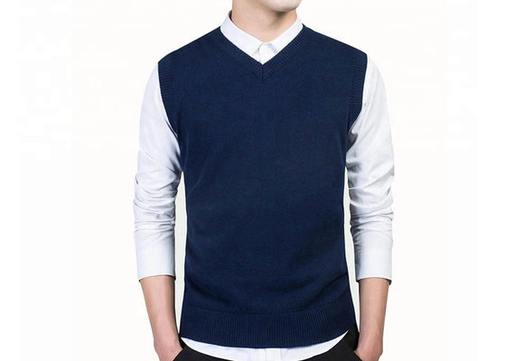 V Neck Office Knitted Jersey Pattern Cotton Mens Black Sleeveless Sweater Vest
