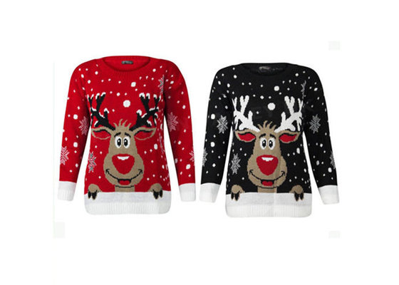 Led Light Up Reindeer Christmas Sweater In Acrylic With 10 Lights