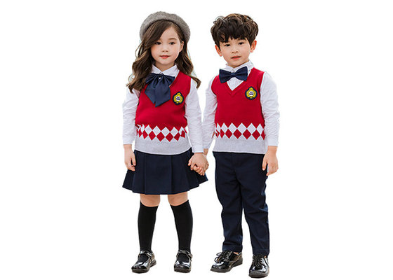 Pure Cotton Kids Eco - Friendly Primary School Uniform Sweaters Suit Designs