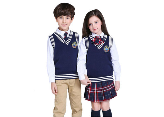Spring And Autumn V Collar Knitted Vest School Uniform Sweater For Unisex