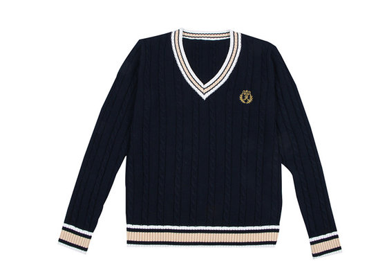 Acrylic Cotton Unisex Children School Uniform Sweaters Modern Designs In White