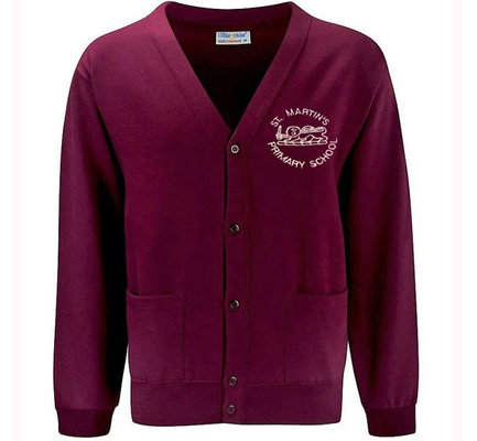 OEM Sleeve School Uniform Sweaters Cardigan Solid Plain Rib Trim Raglan