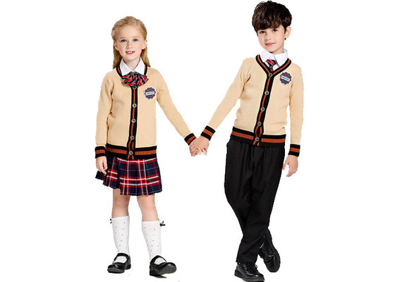 Custom Made Yellow Cotton Children ' S School Clothes Uniform Cardigan Sweaters