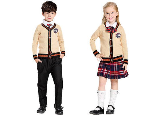Custom Made Yellow Cotton Children ' S School Clothes Uniform Cardigan Sweaters