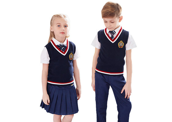 Sleeveless Unisex Sweater Vest School Uniforms Design With Picture Primary