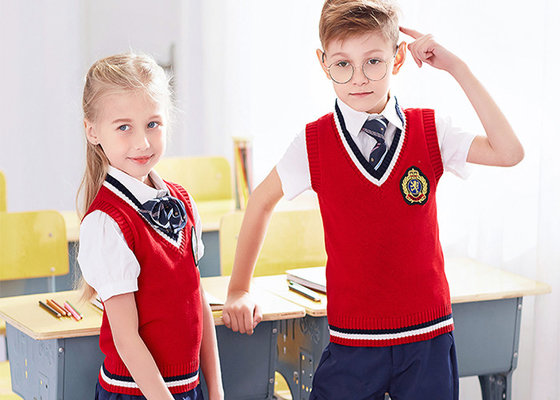 Sleeveless Unisex Sweater Vest School Uniforms Design With Picture Primary