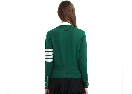 V Neck Button Cardigan Cotton Button Green School Cardigans For Collage Girls