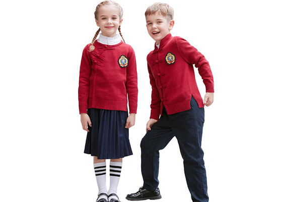 Custom Made Chinese Style School Cardigan Sweaters For Kids And Youth