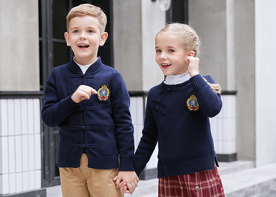 Custom Made Chinese Style School Cardigan Sweaters For Kids And Youth
