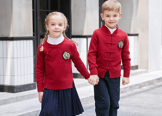 Custom Made Chinese Style School Cardigan Sweaters For Kids And Youth