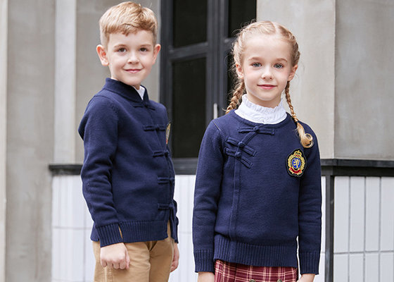 Custom Made Chinese Style School Cardigan Sweaters For Kids And Youth