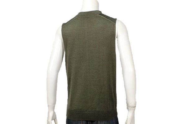 V Neck Button Plain Knitted Mens Sleeveless Cardigan Sweater Vest Dark Green