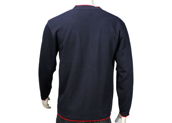 Mens Knitted Navy Blue Cardigans With Button , Long Sleeve Spring Knitwear