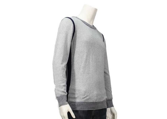 Regular Sleeve Breathable Warm Mens Knit Sweater Grey Cotton Sweater Round Neck