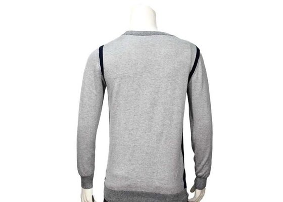 Regular Sleeve Breathable Warm Mens Knit Sweater Grey Cotton Sweater Round Neck