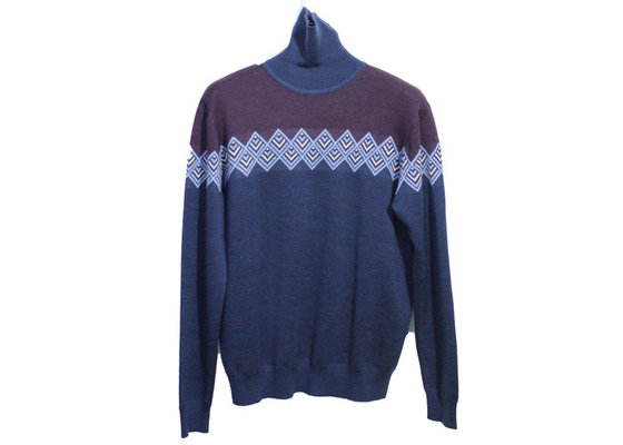 Jacquard High Neck Turtleneck Mens Knit Sweater Pullover In Winter Season