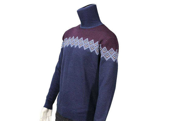 Jacquard High Neck Turtleneck Mens Knit Sweater Pullover In Winter Season