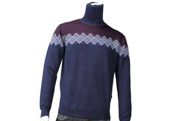 Jacquard High Neck Turtleneck Mens Knit Sweater Pullover In Winter Season
