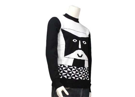 Striped Jumper Modern Mens Knit Sweater Winter Cotton Long Sleeve Anti - Wrinkle