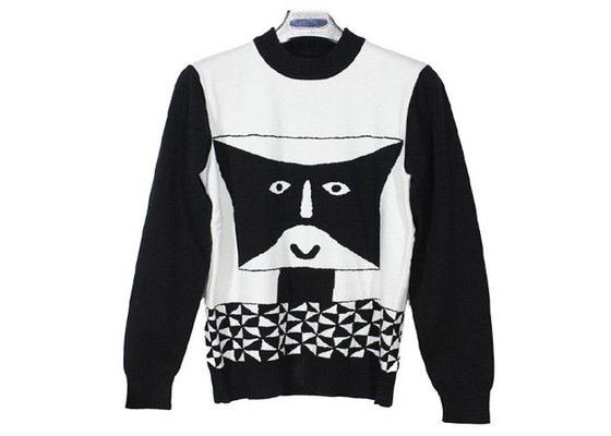 Striped Jumper Modern Mens Knit Sweater Winter Cotton Long Sleeve Anti - Wrinkle