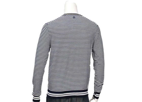 Striped Jumper Modern Mens Knit Sweater Winter Cotton Long Sleeve In Grey