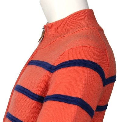 Zipper Cardigan Sweaters Cute Orange Mens Striped Sweater Medium Cardigan