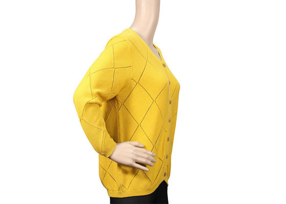 Cotton And Acrylic Button Spring Womens Knit Sweater , Soft Knit Cardigan