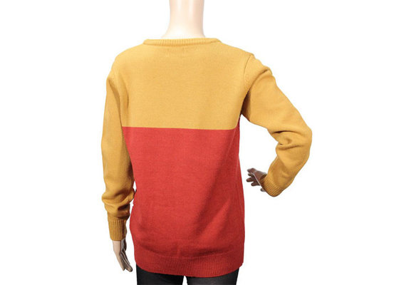 Red And Yellow Jacquard Cute Cat Pattern Jumper Jersery Knitwear For Young Ladies