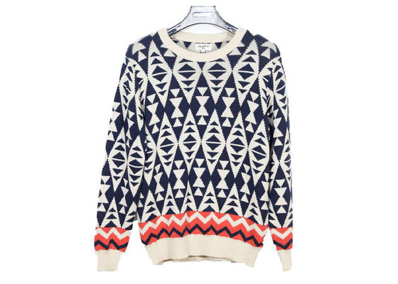 Autumn Winter Women ' S Jacquard Pullover Sweater In Knitted Diamond Design