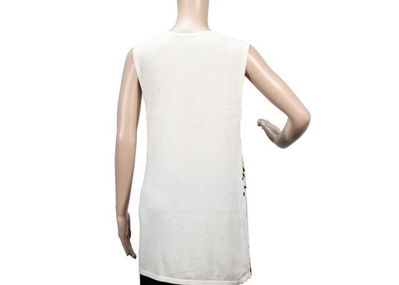 Cozy White Crew Neck Printed Womens Knit Sweater Vest Sleeveless Anti - Wrinkle