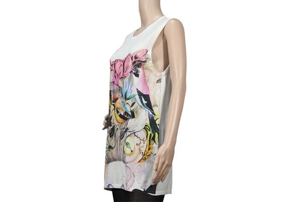 Cozy White Crew Neck Printed Womens Knit Sweater Vest Sleeveless Anti - Wrinkle