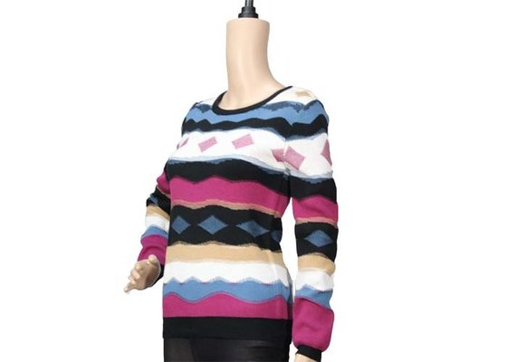 Dolman Sleeve Intasia Patterned Diamond Lattice Sweater Women Knitwear