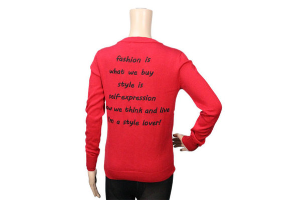 Red Long Sleeve Open Front Cable Knit Cardigan Button Up V Neck Cotton Cardigan