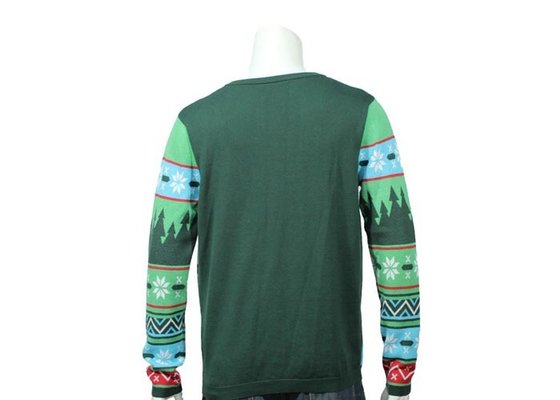 Green Knitted Jumper Ugly Christmas Sweaters With Snowman And Reindeer Pattern