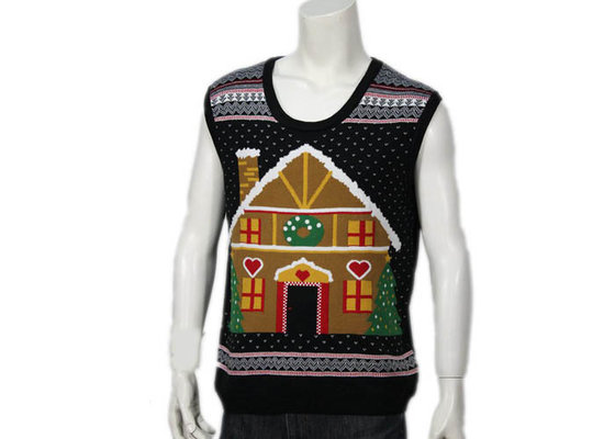 Xmas Sweater Top Manufacturer Custom Novelty Cable Xmas Knitted Vest