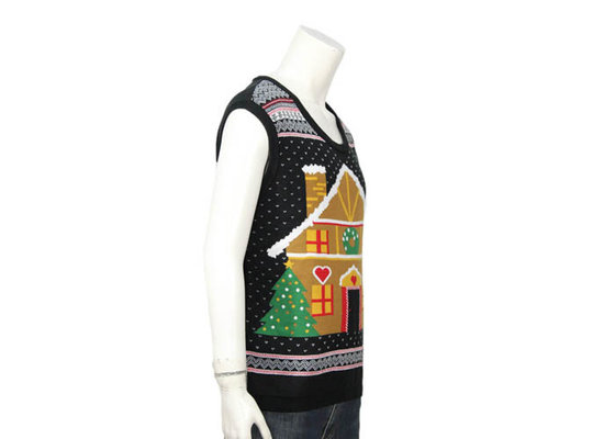 Xmas Sweater Top Manufacturer Custom Novelty Cable Xmas Knitted Vest