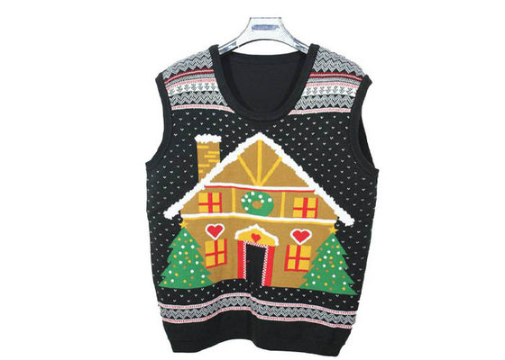 Xmas Sweater Top Manufacturer Custom Novelty Cable Xmas Knitted Vest