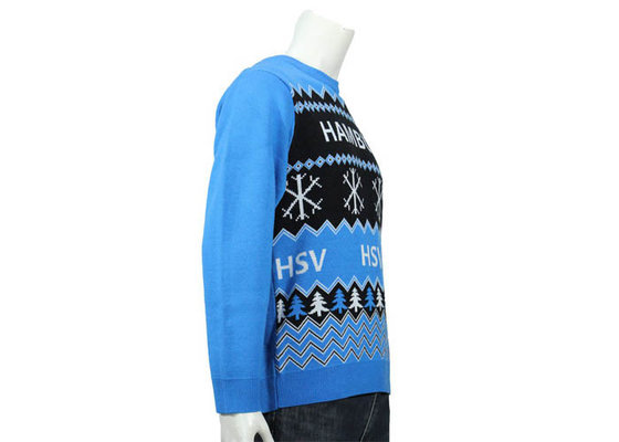 Blue Jacquard Spring Man Ugly Christmas Sweatshirt UK Style 7GG Knitwear