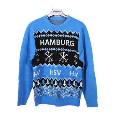 Blue Jacquard Spring Man Ugly Christmas Sweatshirt UK Style 7GG Knitwear