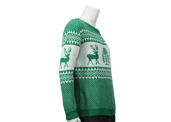 Men's Winter Green Cotton Long Sleeve Holiday Reindeer Ugly Christmas Sweater
