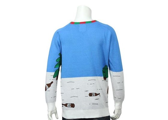 Funny Drunk Santa Claus Acrylic Ugly Christmas Sweaters V Neck Jacquard Knitted