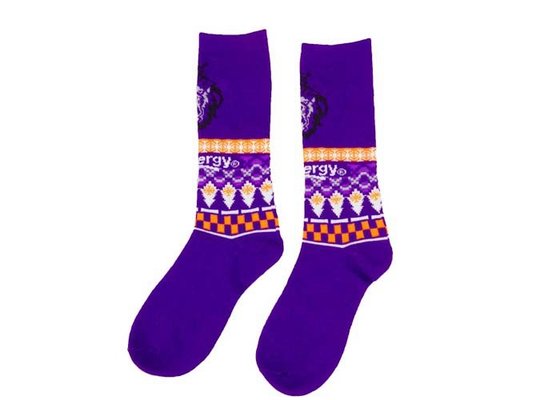 Gifts Breathable Cotton Purple Crazy Knit Christmas Socks Cute Jacquard Pattern 