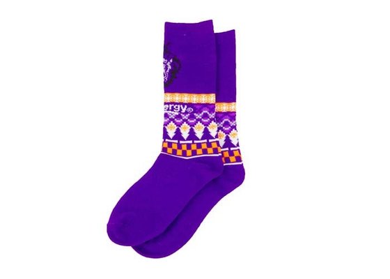Gifts Breathable Cotton Purple Crazy Knit Christmas Socks Cute Jacquard Pattern 