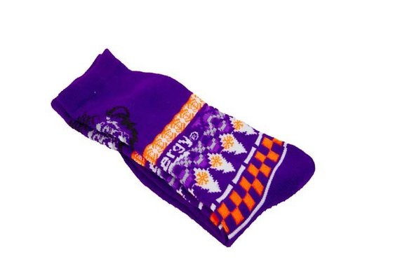 Gifts Breathable Cotton Purple Crazy Knit Christmas Socks Cute Jacquard Pattern 