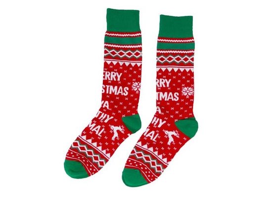 Red Marry Knitted Absorb Sweat Winter Socks , Cozy Christmas Socks For Adults