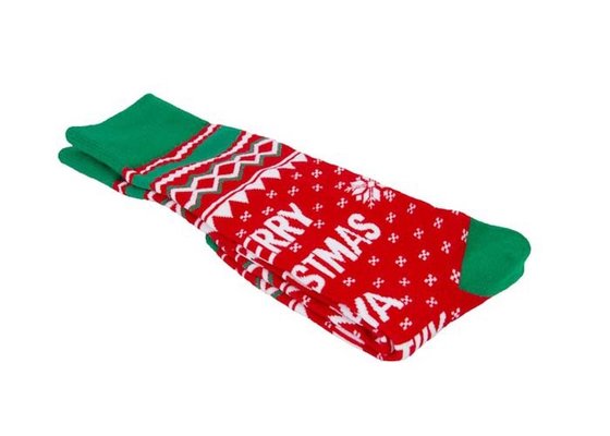 Red Marry Knitted Absorb Sweat Winter Socks , Cozy Christmas Socks For Adults